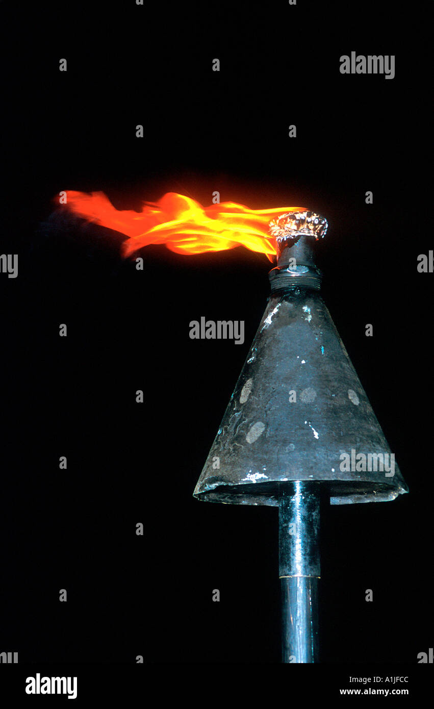 Flaming torch at resort, Fiji Stock Photo - Alamy