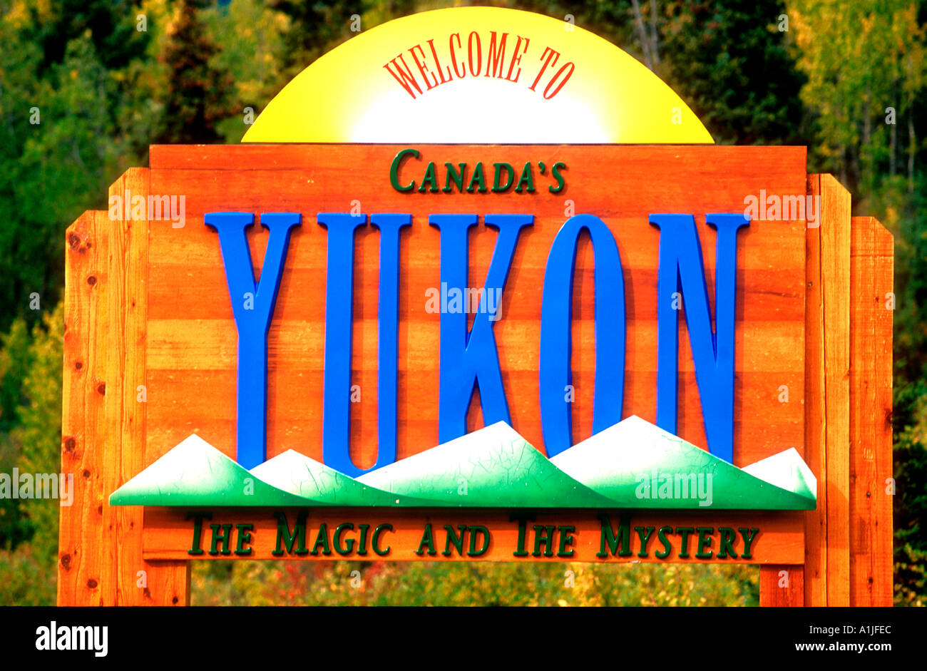Roadside sign for Yukon Territory Canada Stock Photo - Alamy