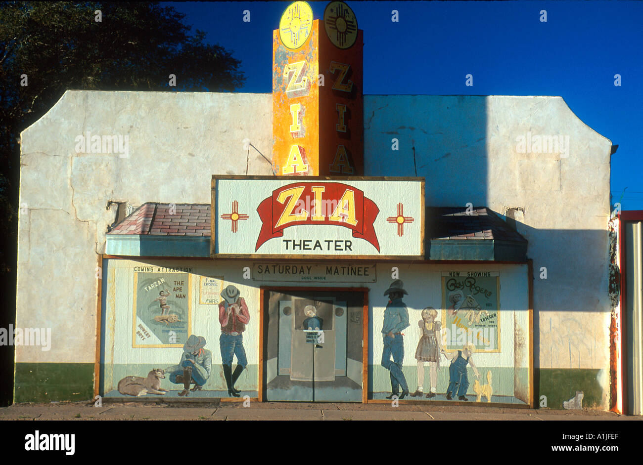 Zia Cinema with cowboy mural Fort Sumner New Mexico USA Stock Photo - Alamy