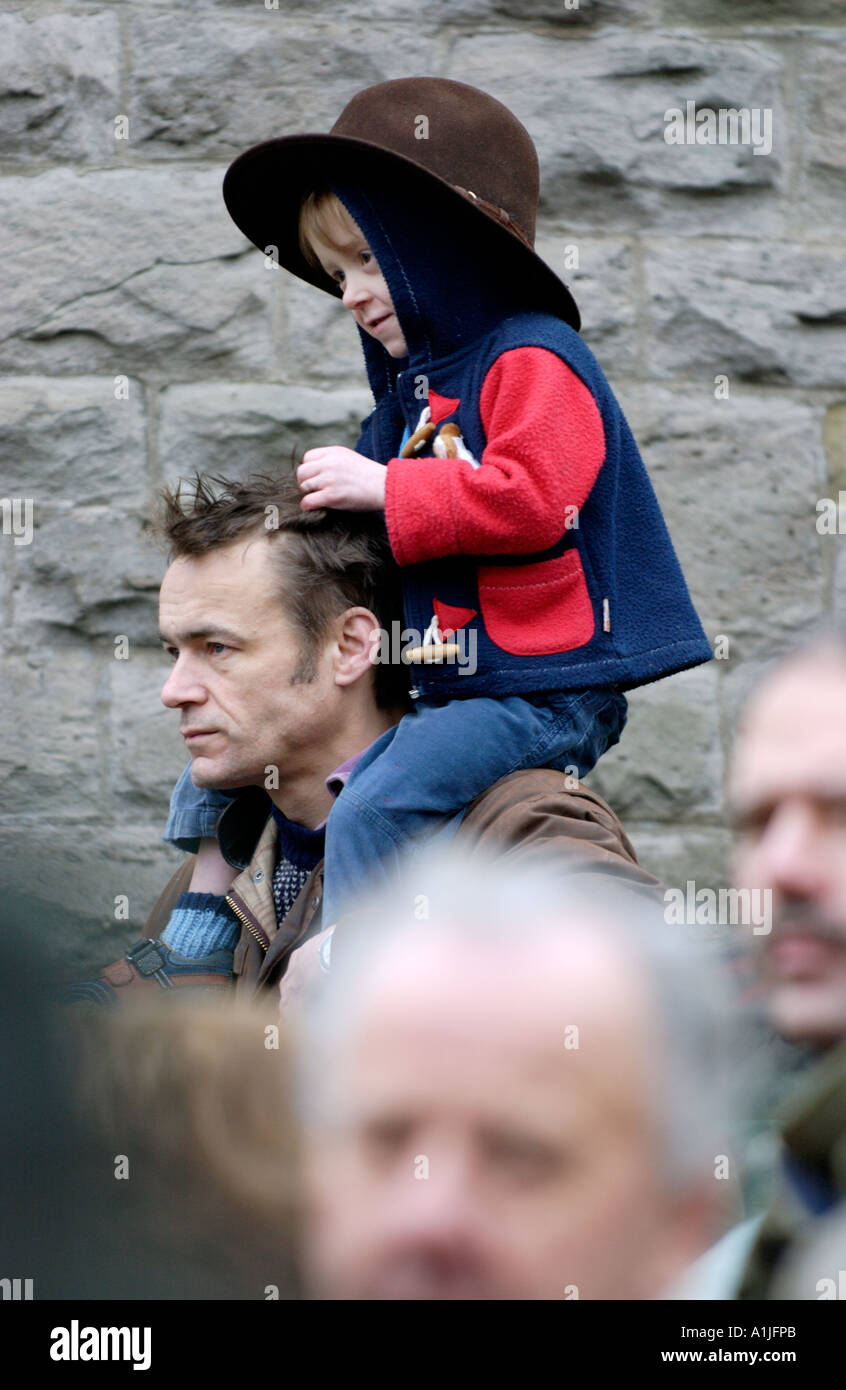 Golden Valley Hunt assemble at the Town Clock Square in Hay on Wye ...