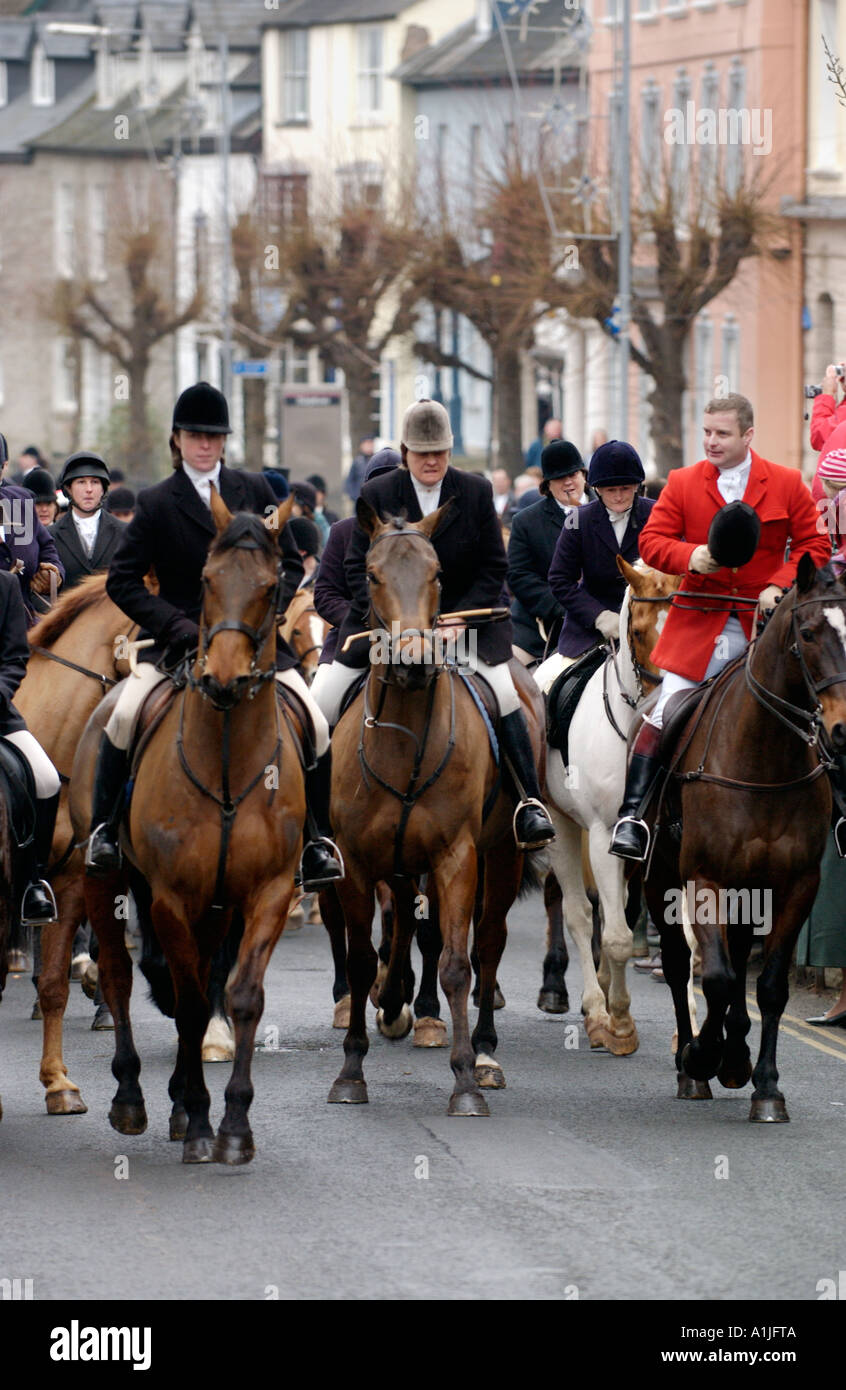 Golden Valley Hunt set off from the Town Clock Square in Hay on Wye ...