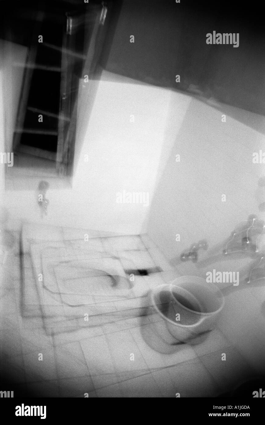 Shaken picture of a hole in the ground style toilet in India Stock ...