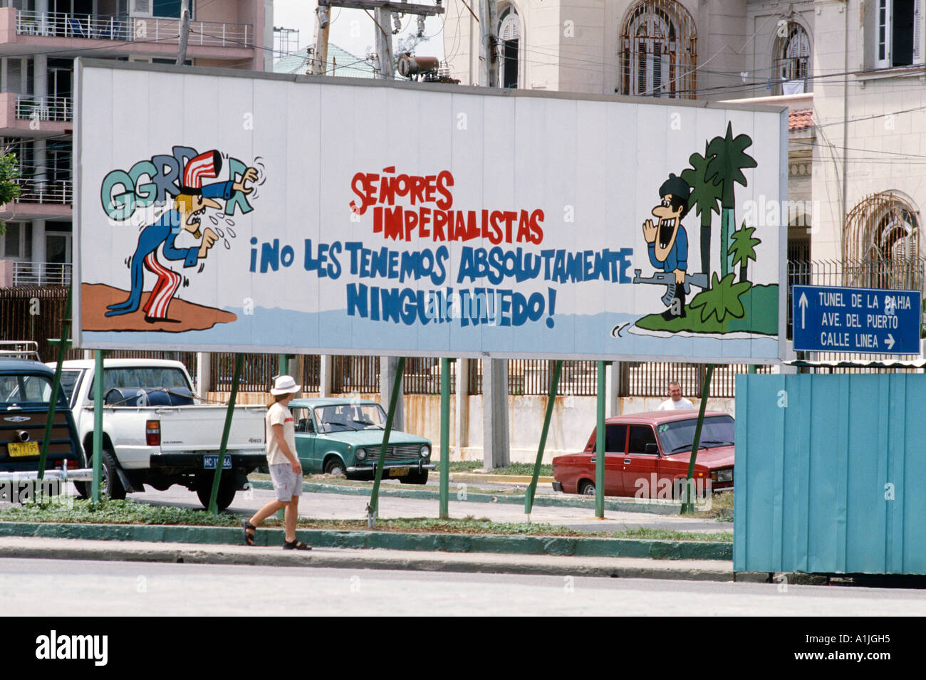 Havana. Cuba. Provocotive revolutionary slogan facing the US interests ...