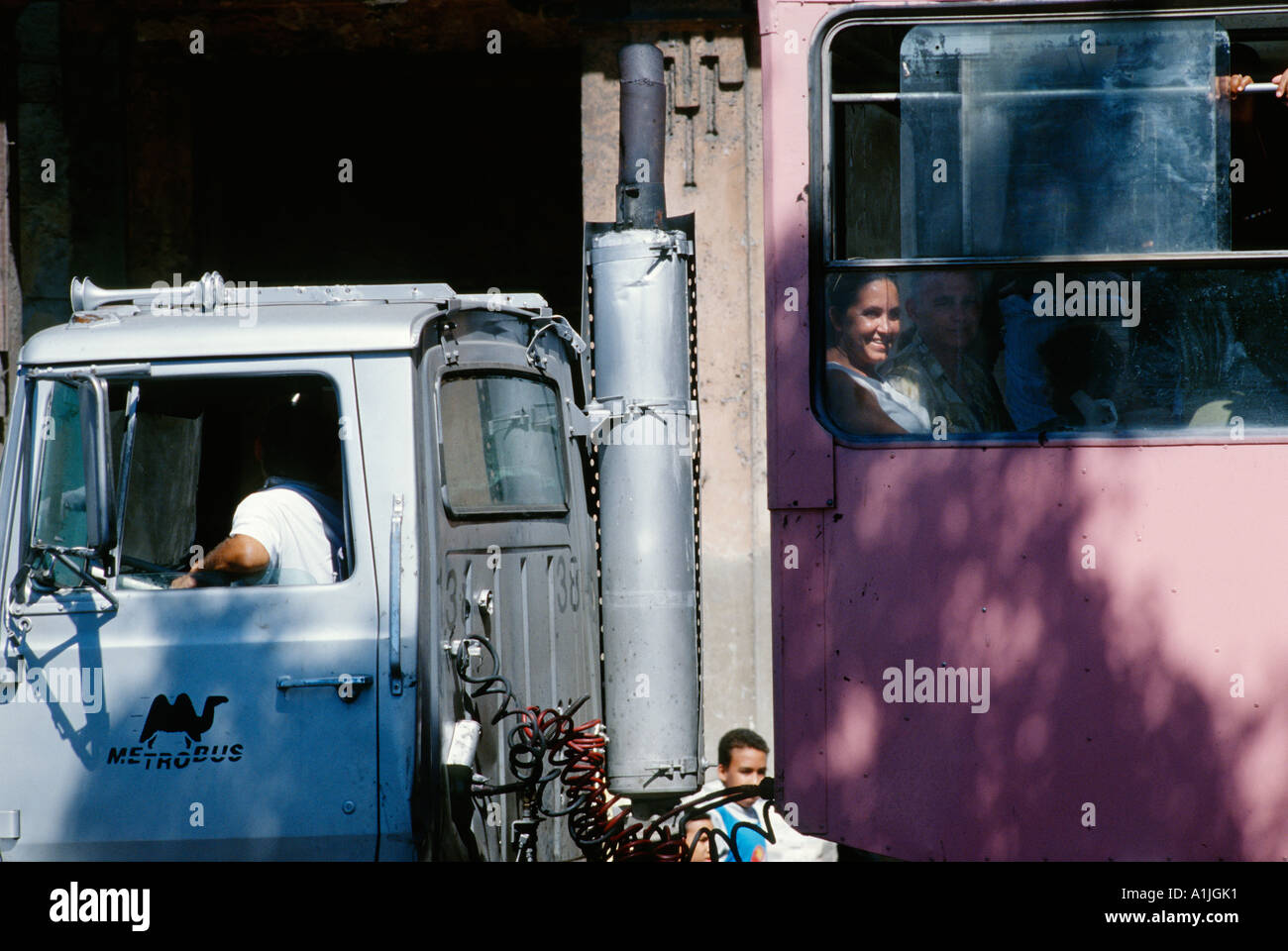 Havana Cuba Pink camello bus Stock Photo - Alamy