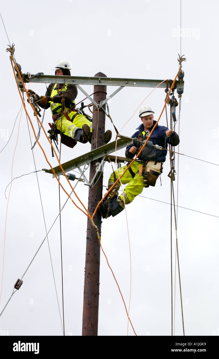 Engineers install electrical power lines to the Nedd Valley near ...