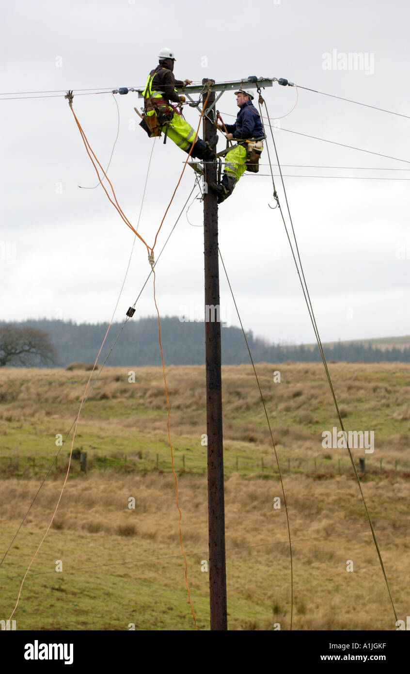 Engineers install electrical power lines to the Nedd Valley near ...
