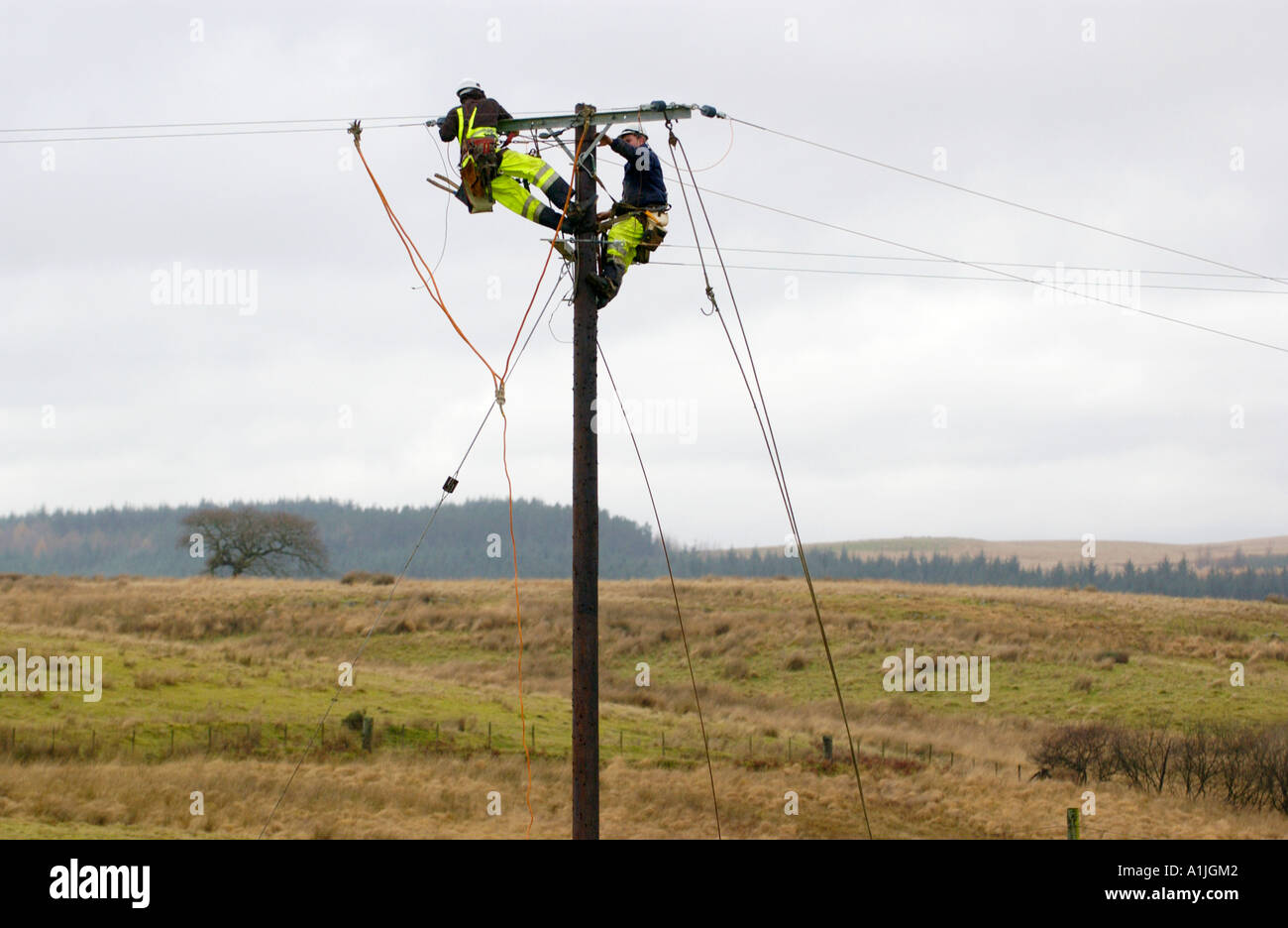 Engineers install electrical power lines to the Nedd Valley near ...