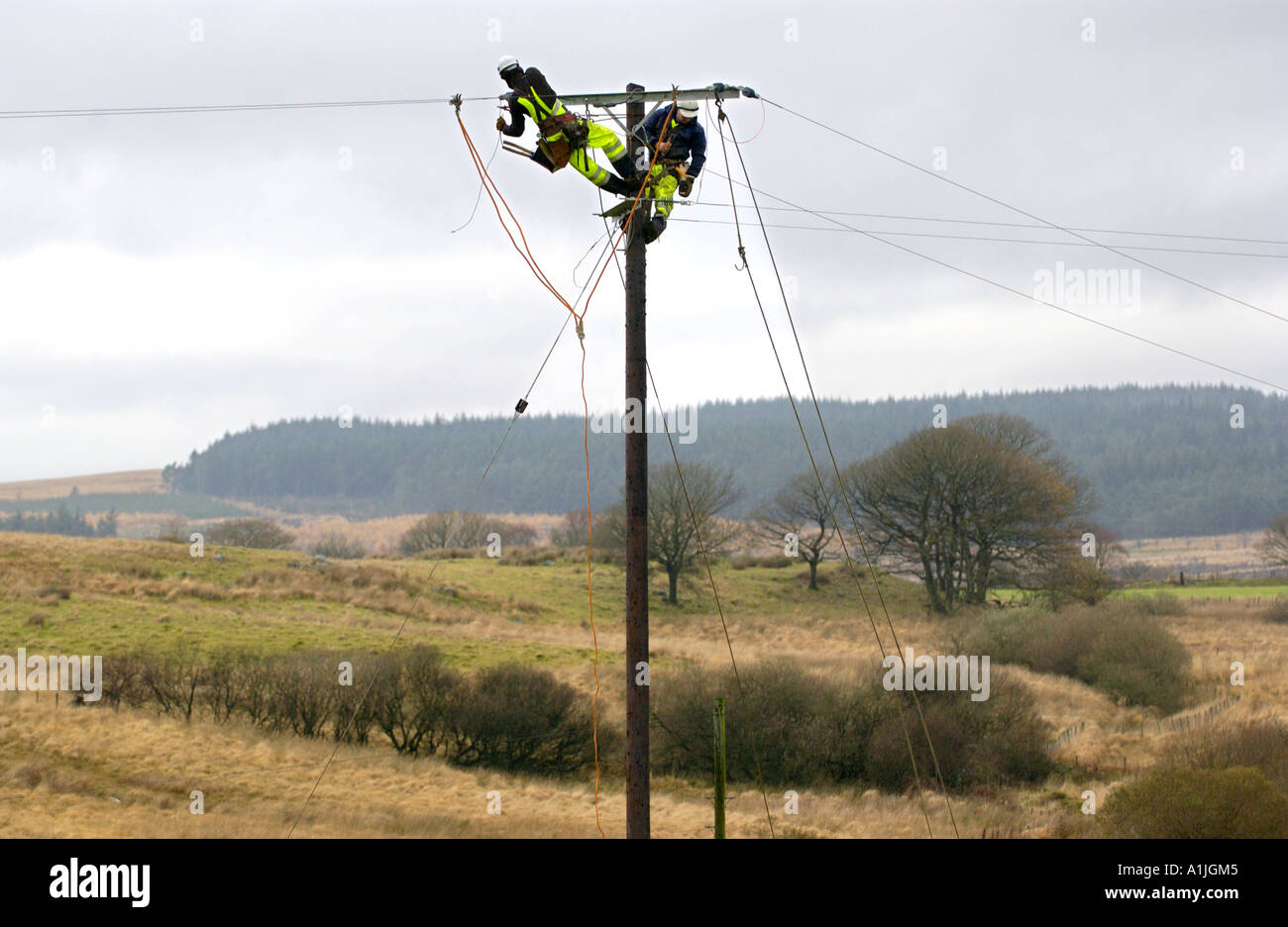 Engineers install electrical power lines to the Nedd Valley near ...