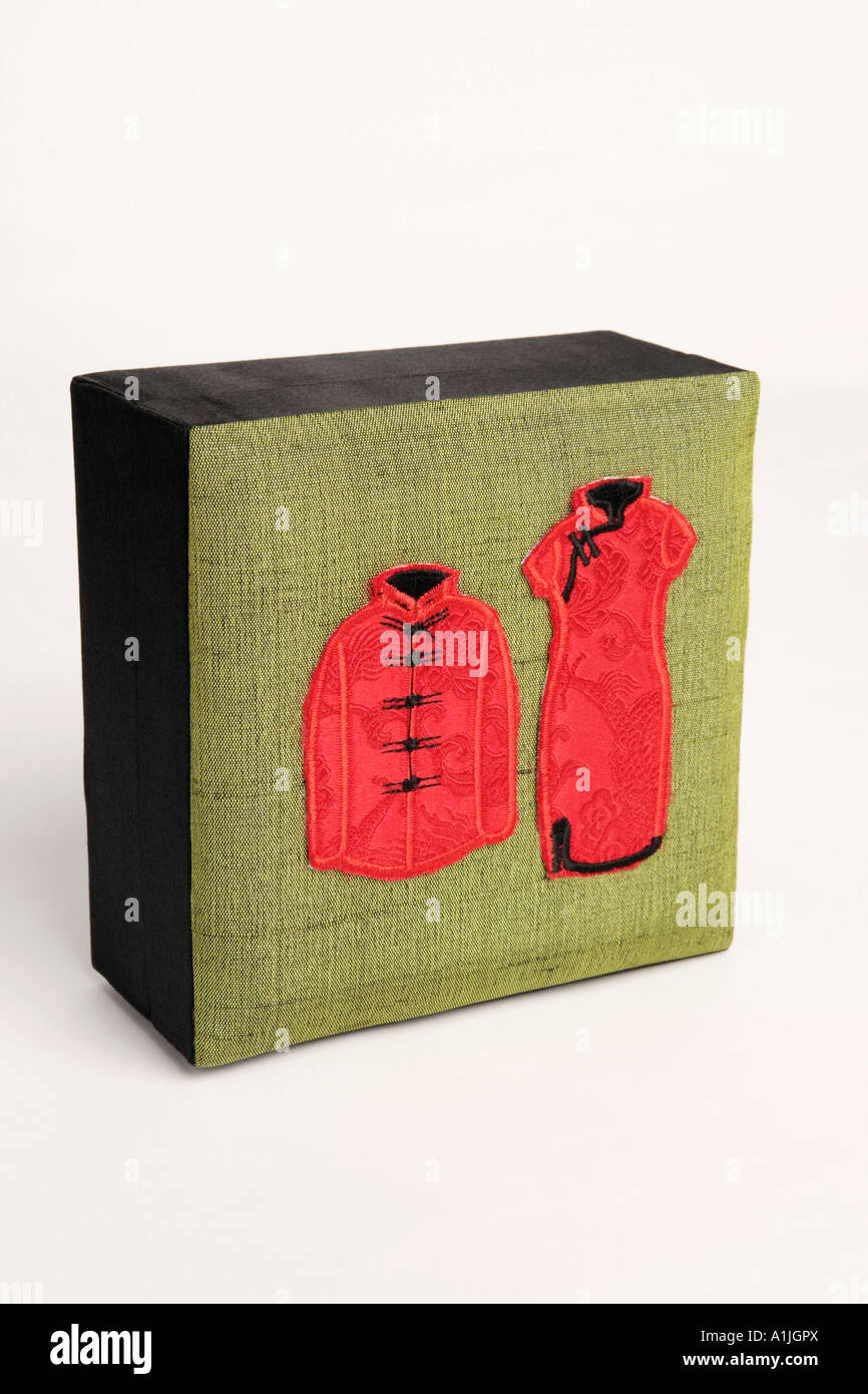 Close-up of traditional Chinese outfits embroidered on a box Stock ...