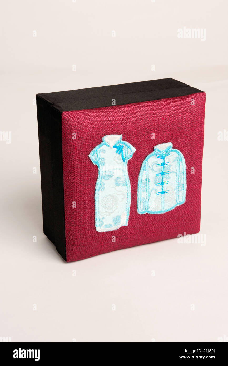 Close-up of traditional Chinese outfits embroidered on a box Stock ...