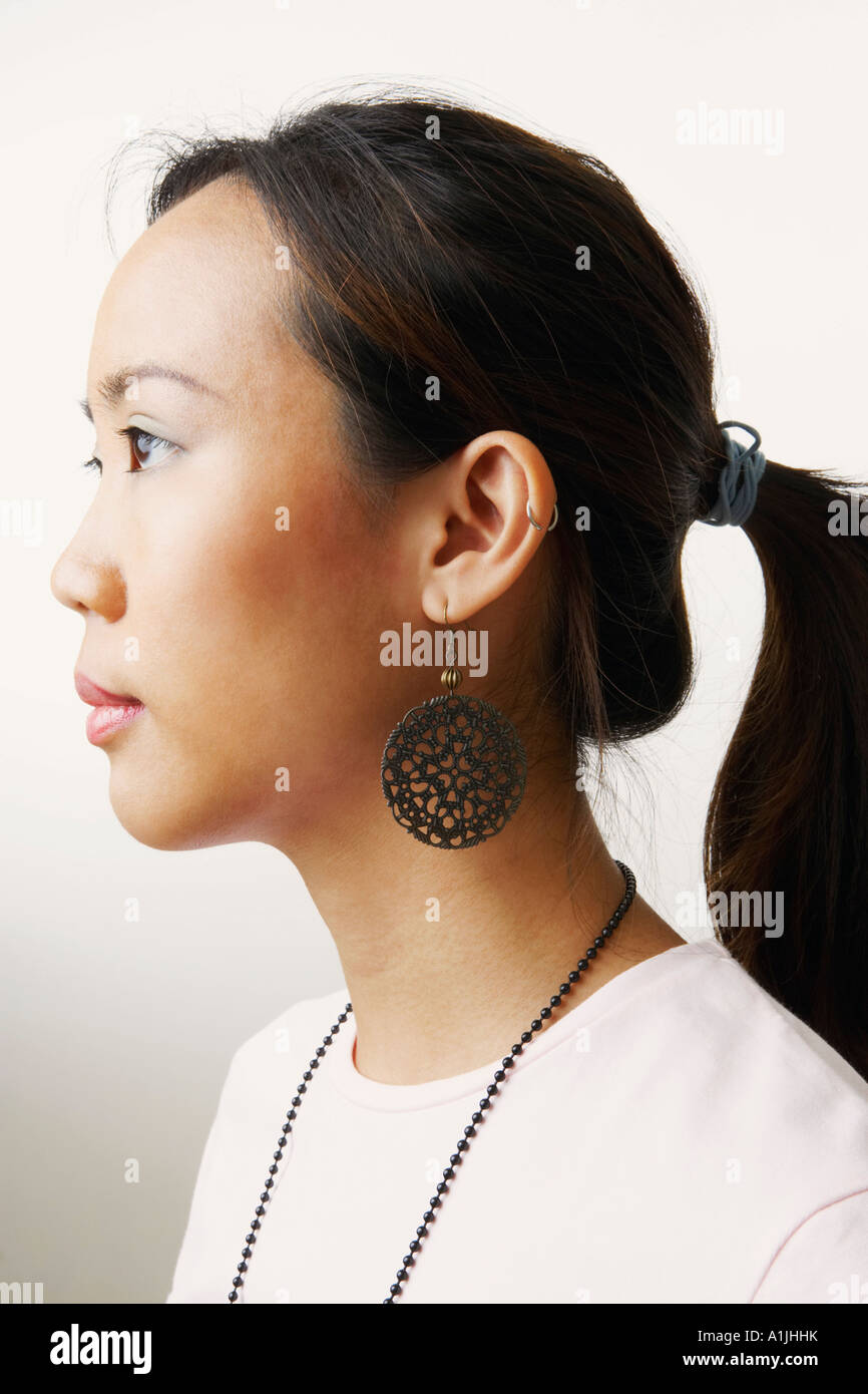 Ponytail female profile head shot hi-res stock photography and images ...