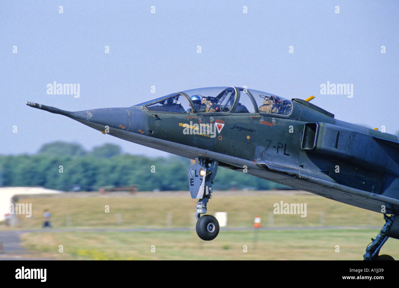 French Air Force Jaguar ground attack aircraft landing Stock Photo - Alamy