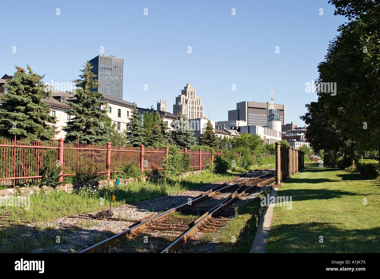 Old railroad in the old Montreal Stock Photo - Alamy