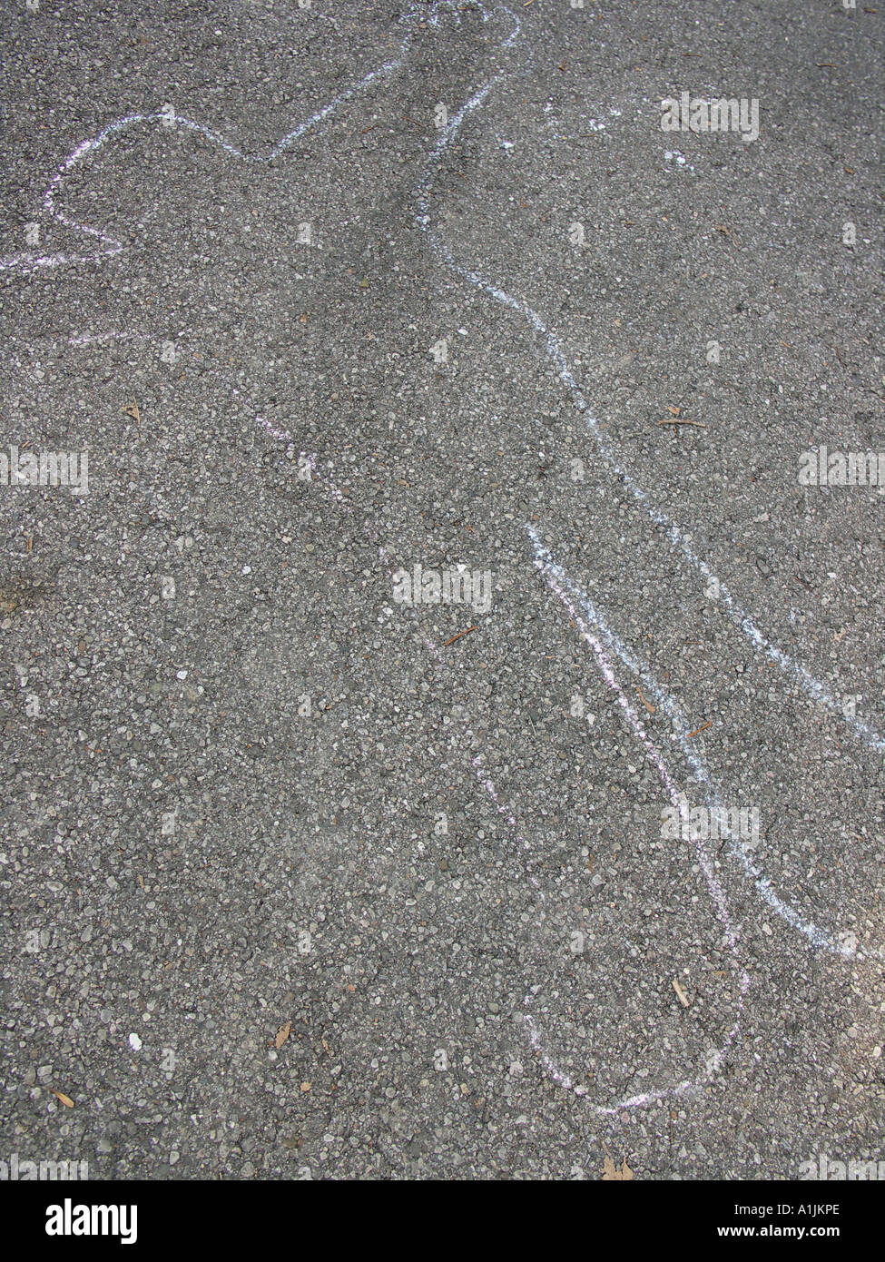 Chalk outline on Pavement Stock Photo - Alamy