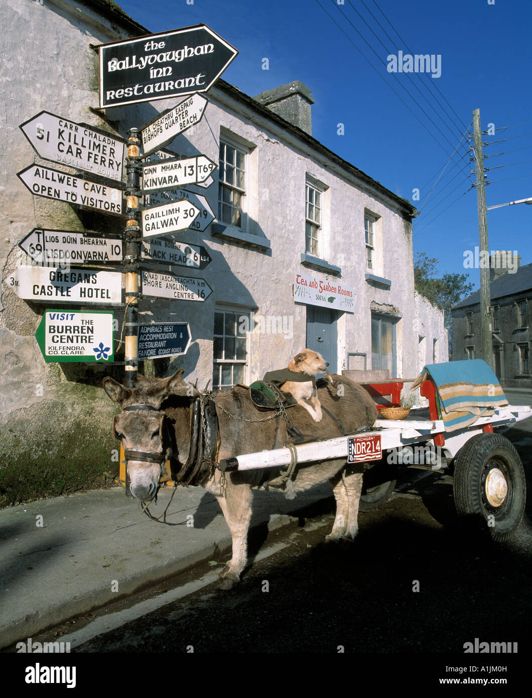ireland county clare, rural village cross roads with multitude of ...