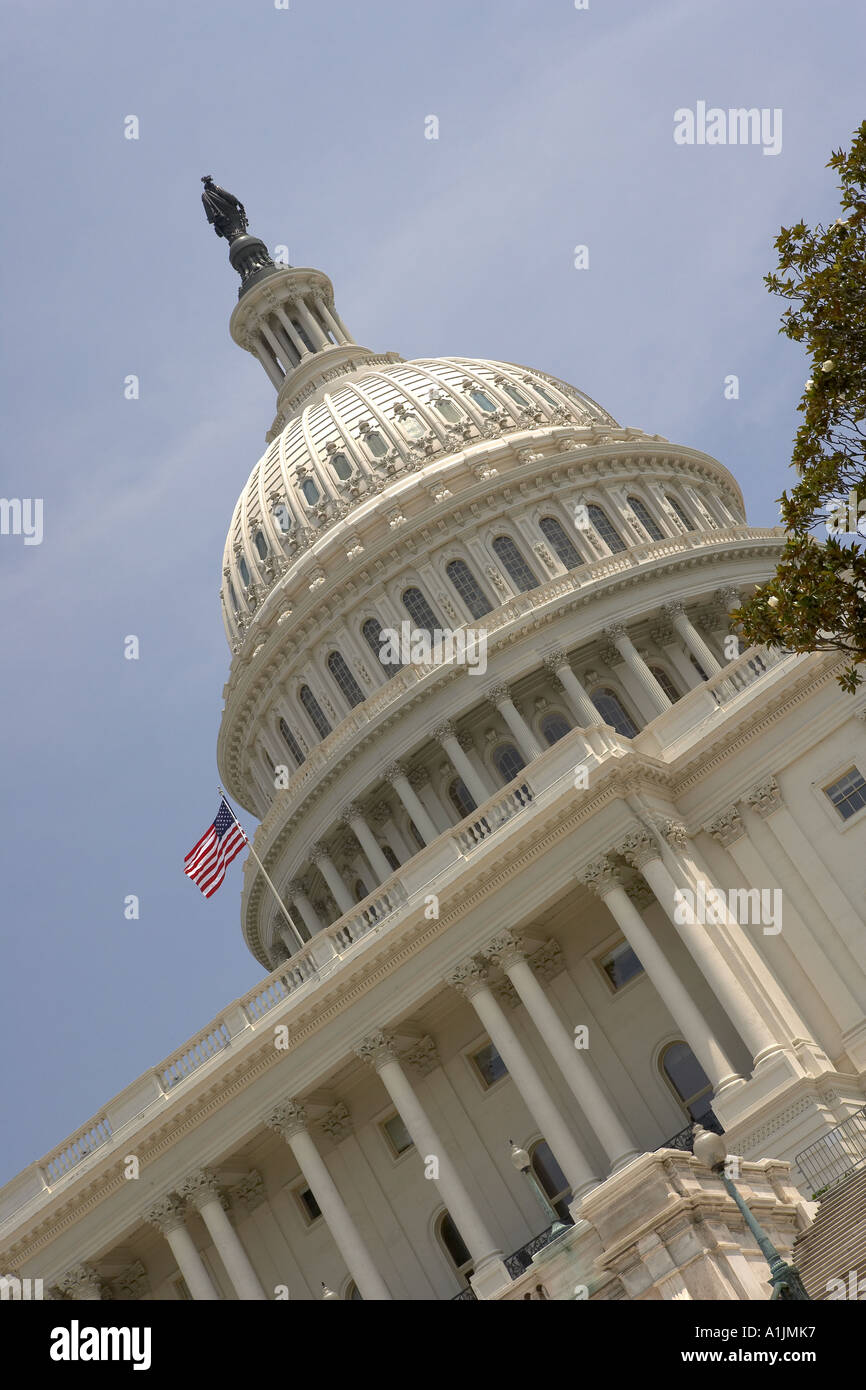The American stars and stripes flag flys at the US Capitol Building ...