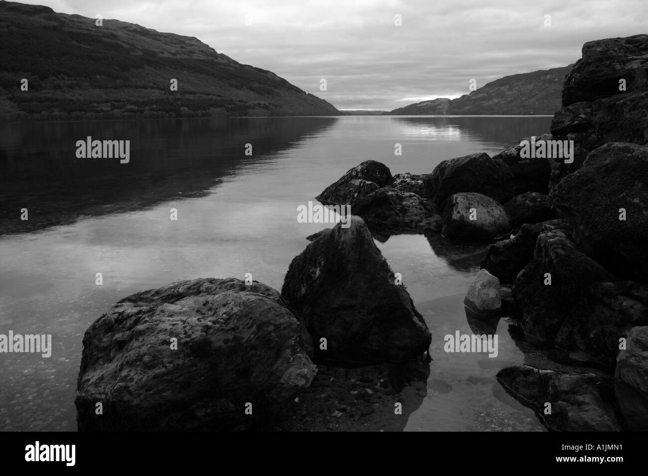 Scottish loch view Black and White Stock Photos & Images - Alamy