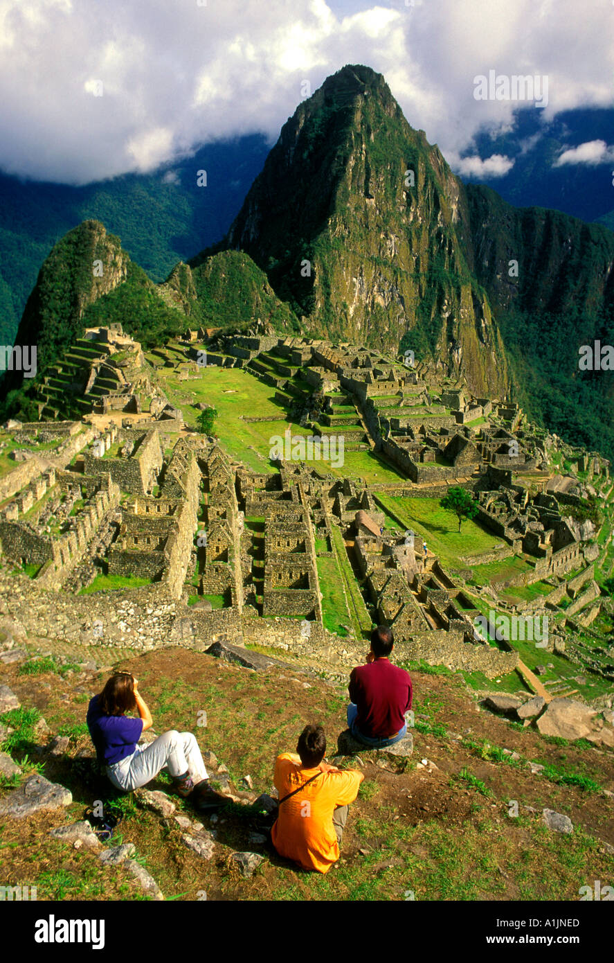 people tourists visiting Machu Picchu aka The Lost City of the Incas an ...