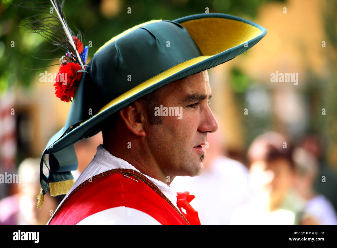 a South tyrol man during the Frohenleichnam Procession in Kastelruth ...