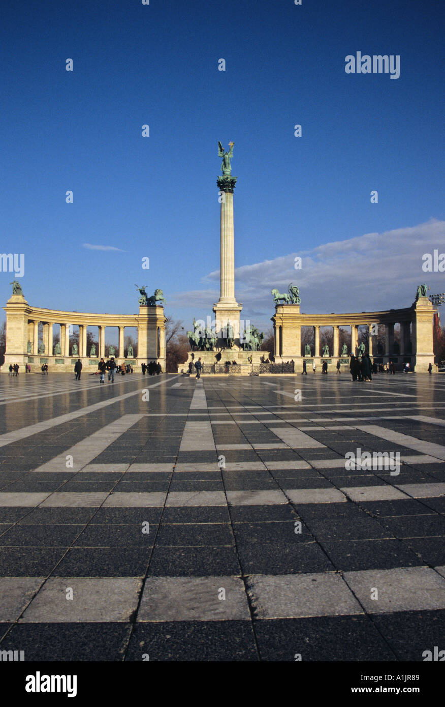 The Millenium Monument and colonnades in Heroes Square Budapest Hugary ...