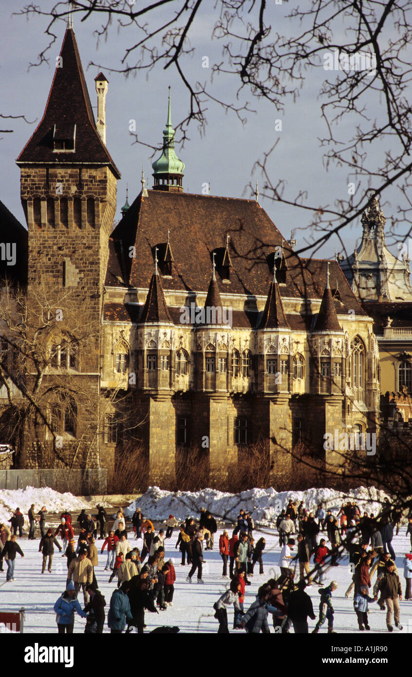 Budapest ice skating vajdahunyad castle hi-res stock photography and ...