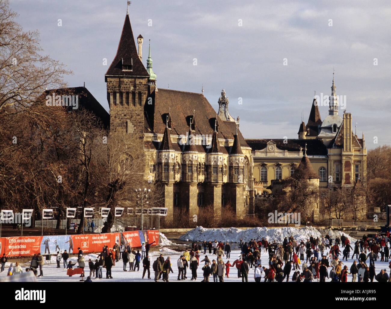 Budapest ice skating vajdahunyad castle hi-res stock photography and ...