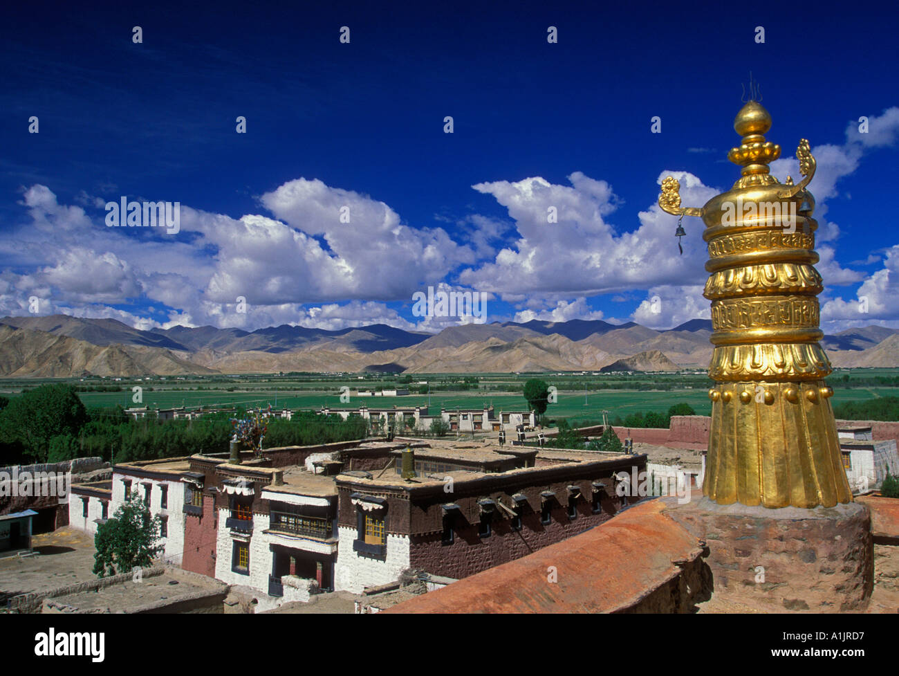 brass bell tower, Pelkor Chode Monastery, Buddhism, Buddhist monastery ...