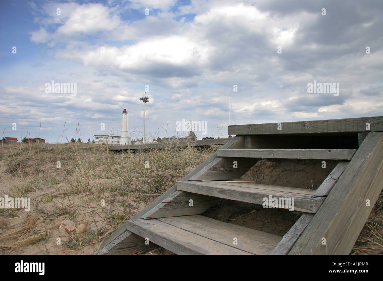 Steps leading to Lighthouse and Radar tower in the background Stock ...