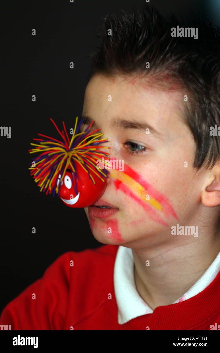 red nose portrait boy Stock Photo - Alamy
