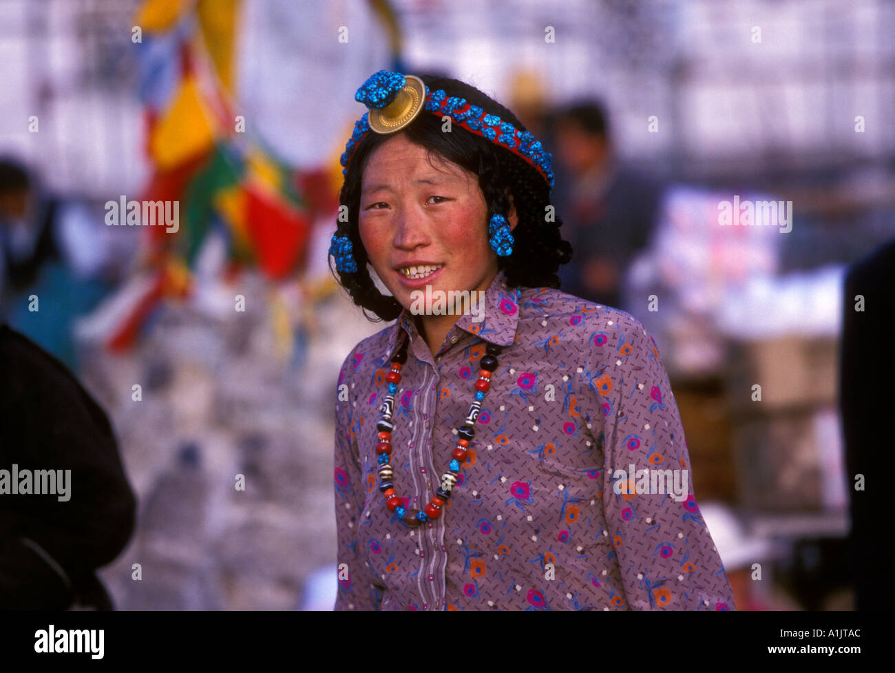 1, one, Tibetan woman, pilgrim, circumambulate, circumambulation route ...
