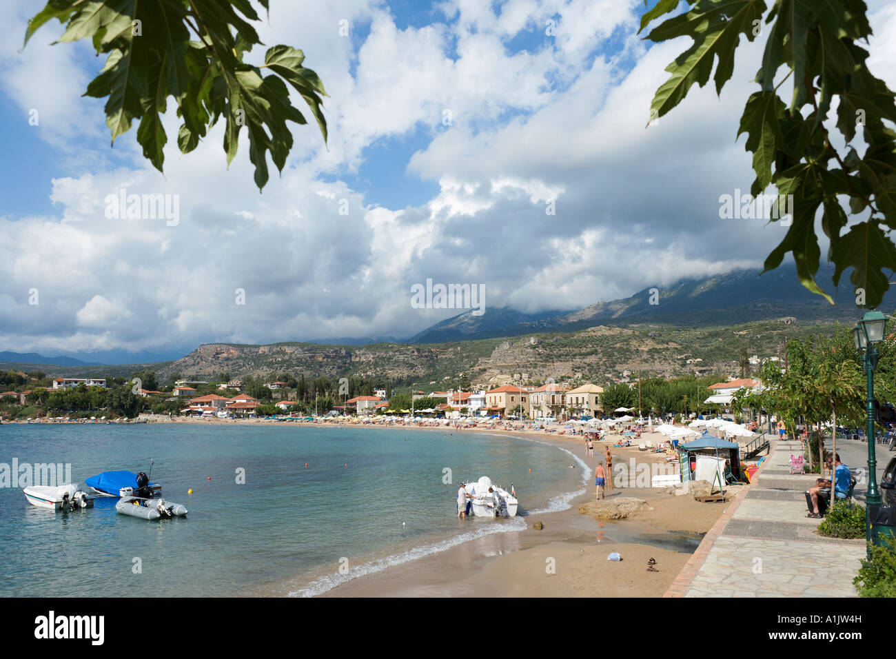 Main Beach, Stoupa, The Mani Peninsula, Peloponnese, Greece Stock Photo ...