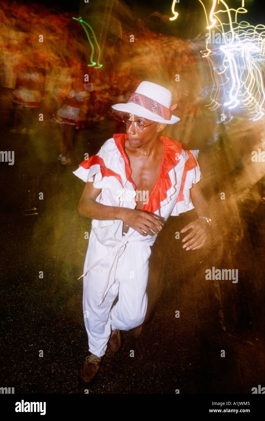 Havana Cuba Cuban man dancing in the street during the annual summer ...