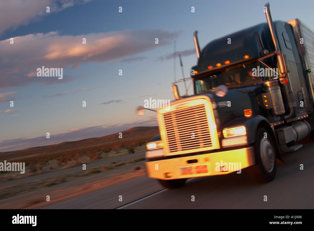 truck on highway Ca Stock Photo - Alamy