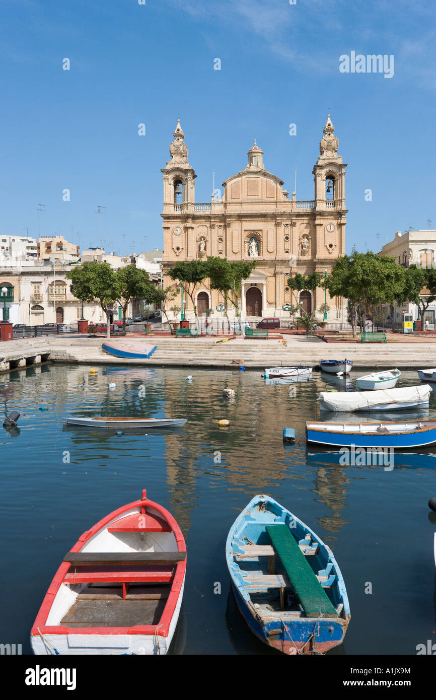 Church of St Joseph from across Msida Creek , Malta Stock Photo - Alamy