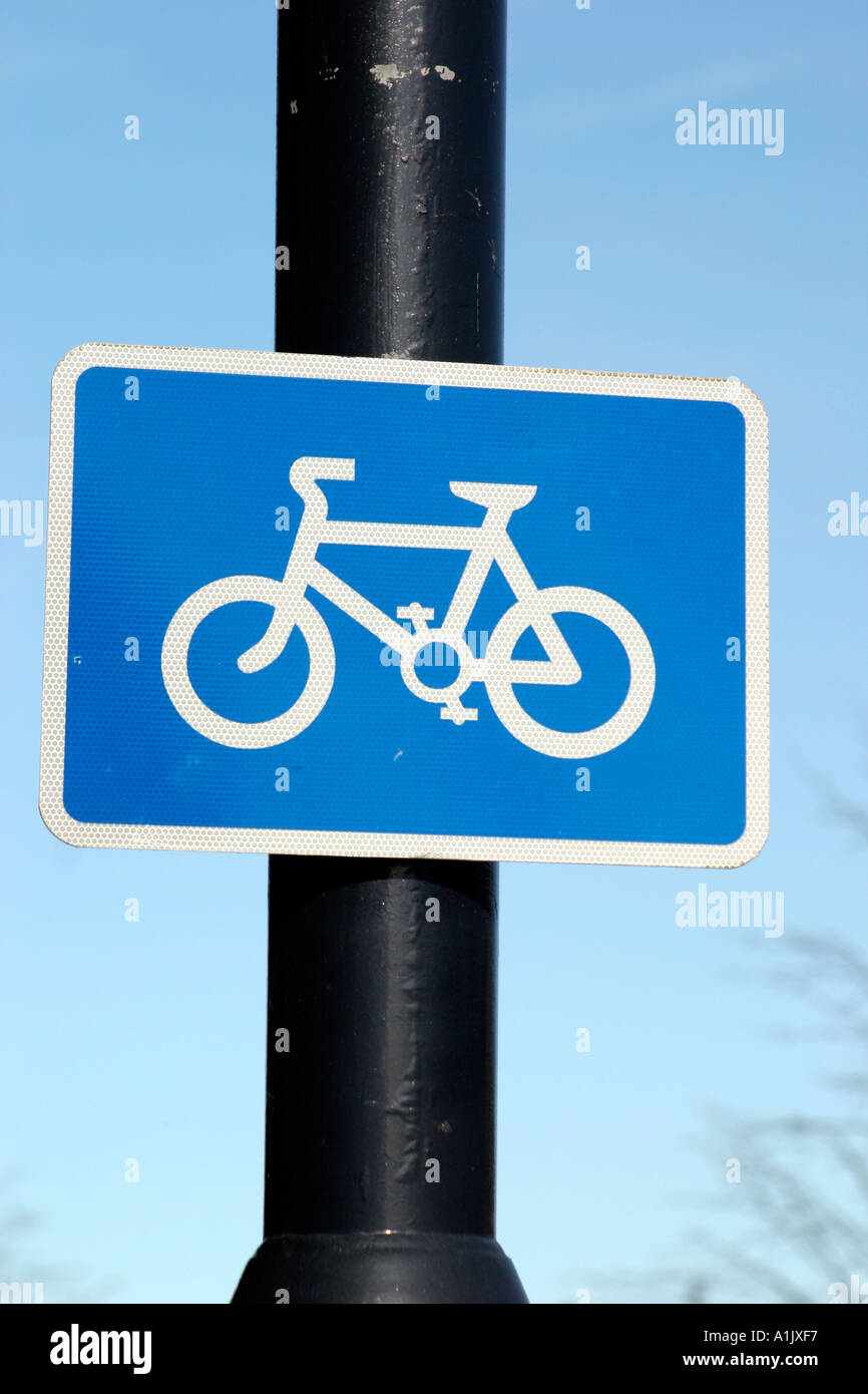 Bicycle Track Sign White Bike on a Blue Background Stock Photo - Alamy