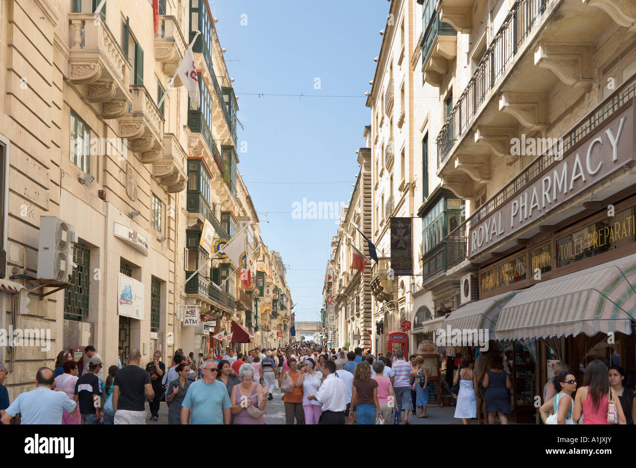 Republic Street or Triq Repubblika (the main street), Valletta, Malta ...