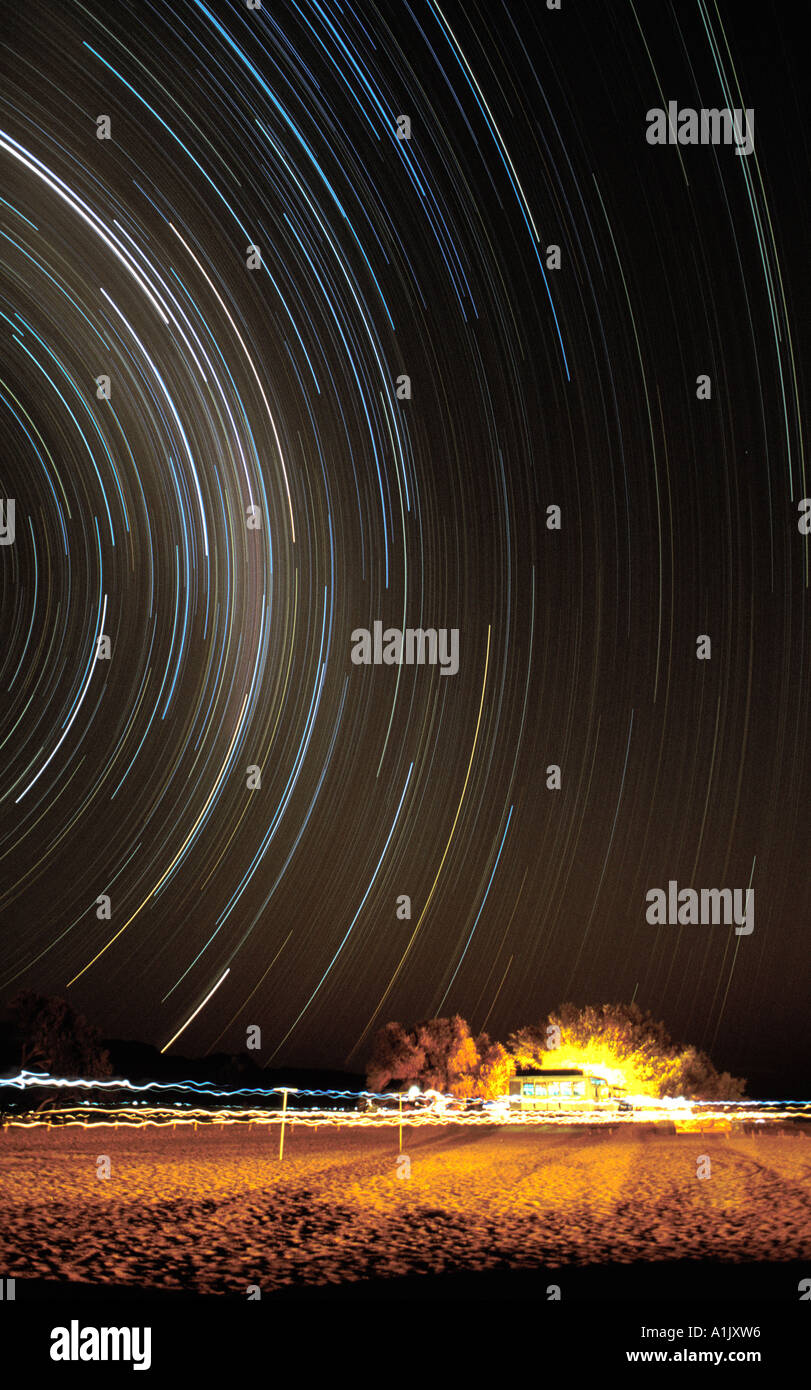 Star streaks and night sky above the Namib Desert Sossusvlei Namibia ...