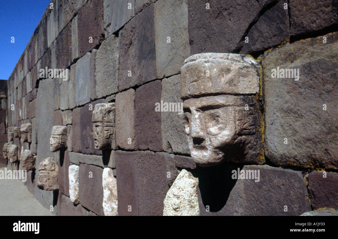 Tiwananku Tiahuanaco Archaeological site near La Paz in Bolivia Stock ...
