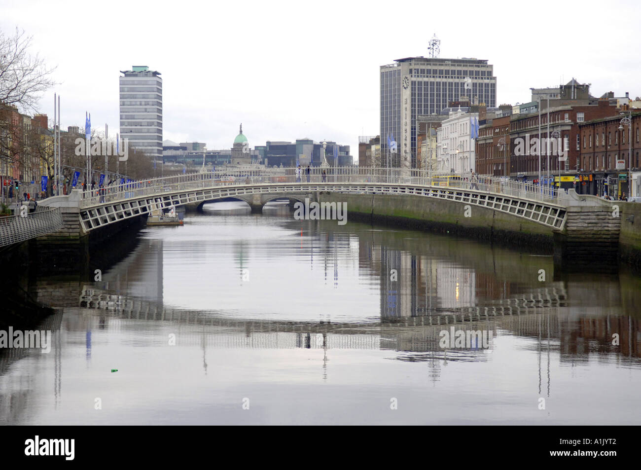river liffey dublin eire ireland irish travel tourism bridge building ...