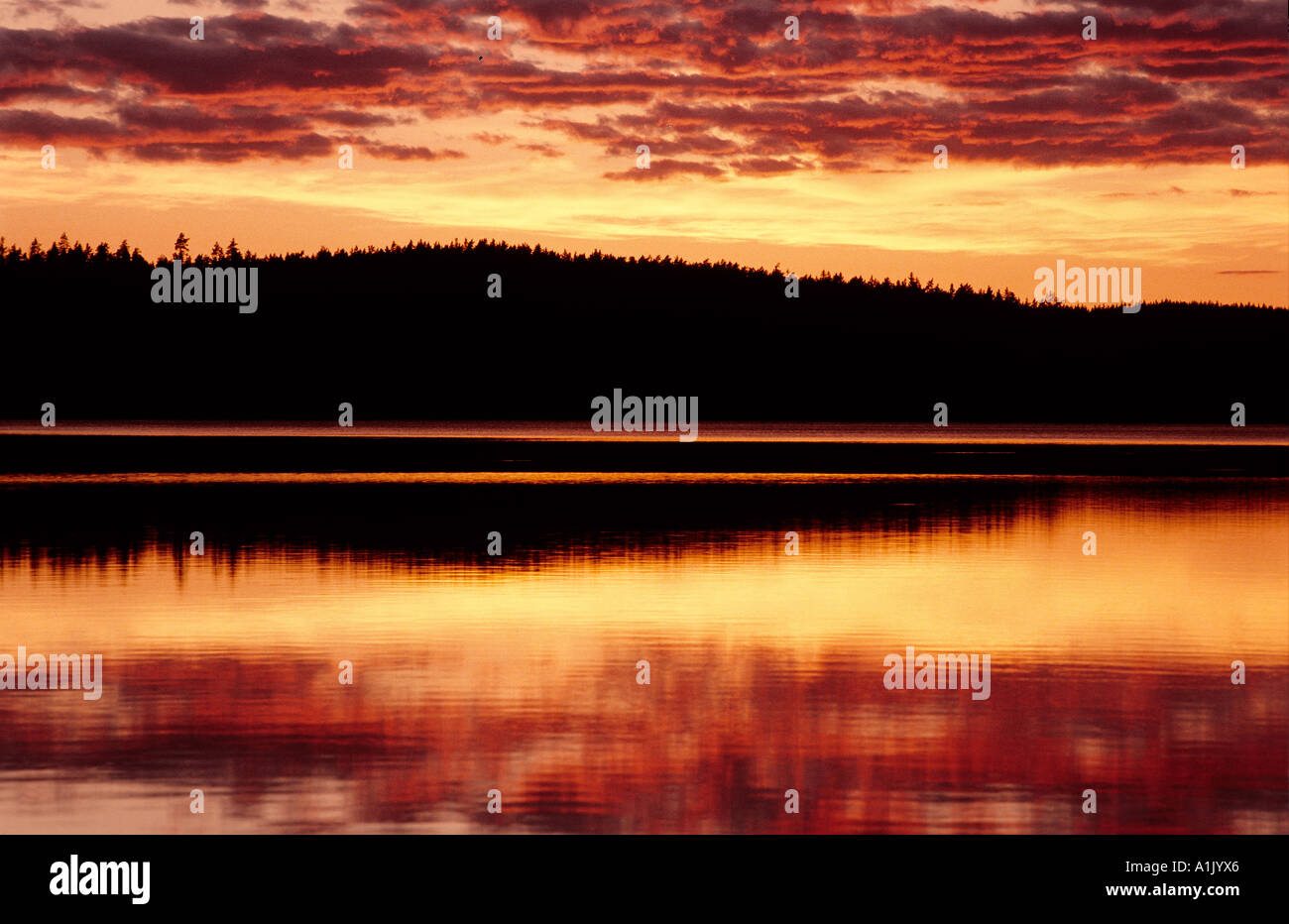 Sunset at lake Virken . Åtvidaberg , Östergötland , Sweden Stock Photo ...