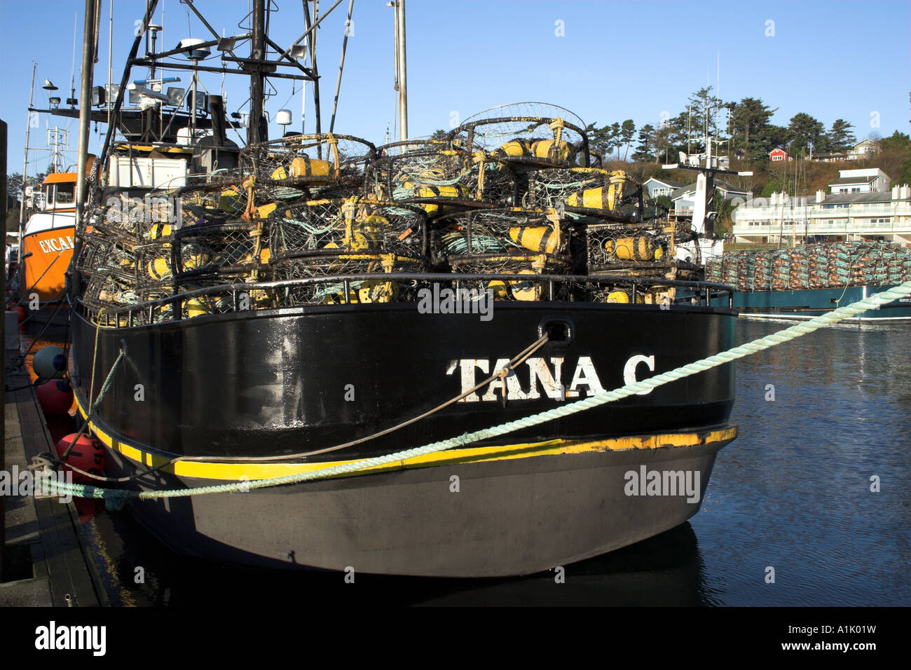 Commercial fishing boats loaded with crab pots Stock Photo - Alamy