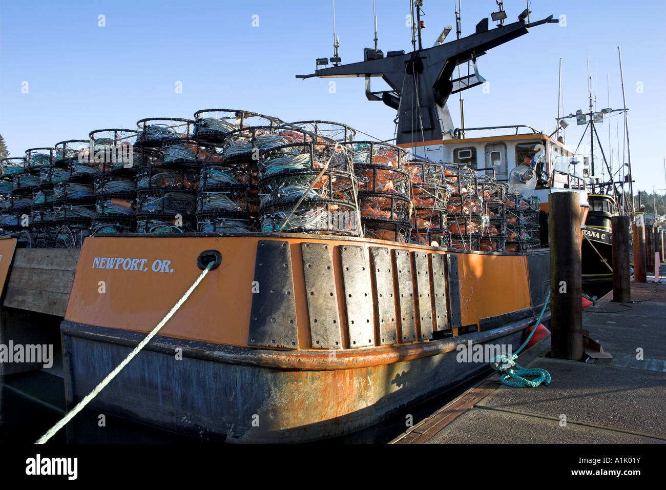 Commercial fishing boats loaded with crab pots Stock Photo - Alamy