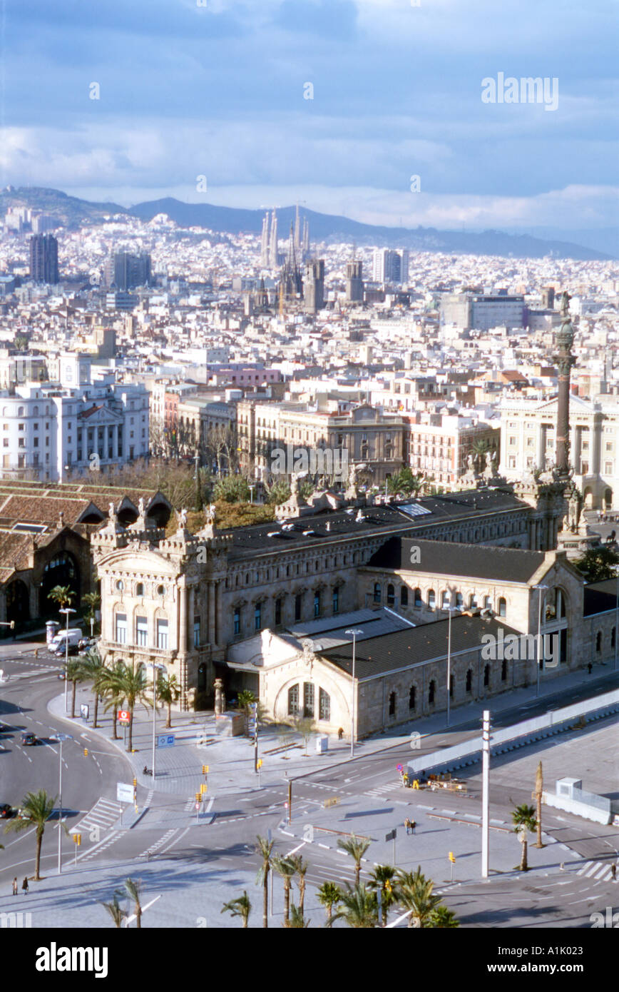 View of the gothic area of barcelona from the cable car Stock Photo - Alamy