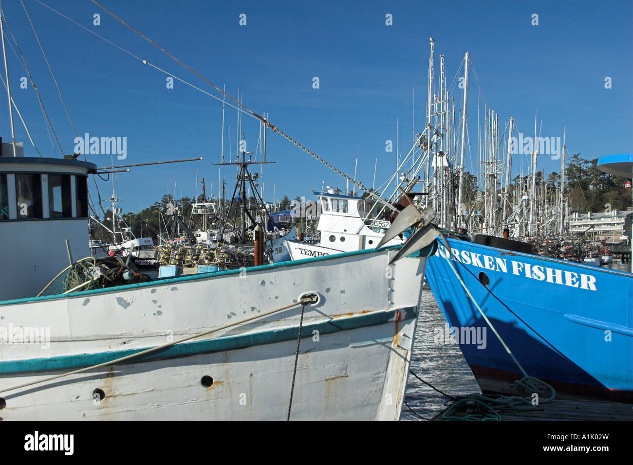 Commercial fishing boats loaded with crab pots Stock Photo - Alamy