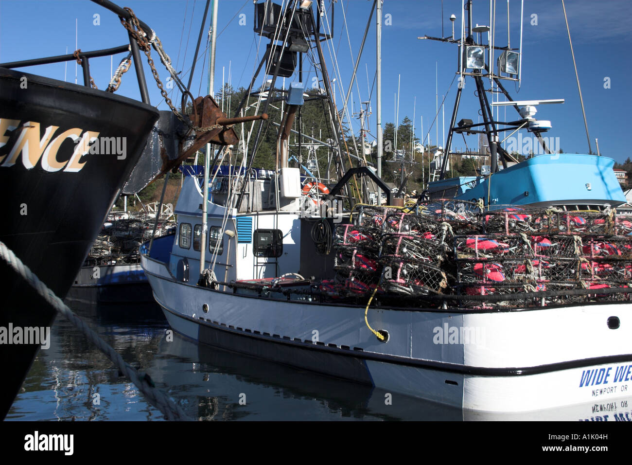 Commercial fishing boats loaded with crab pots Stock Photo - Alamy