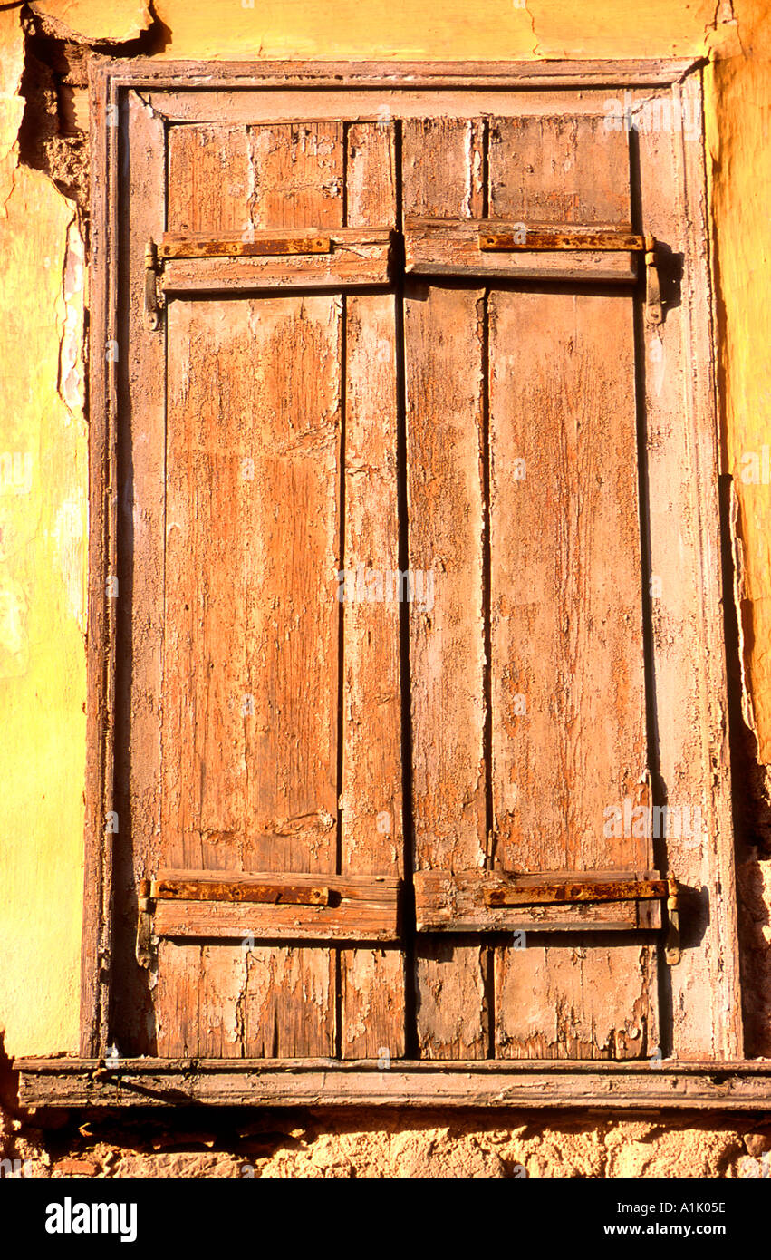 Old wooden shutters in the Plaka, a traffic-free shopping and dining ...