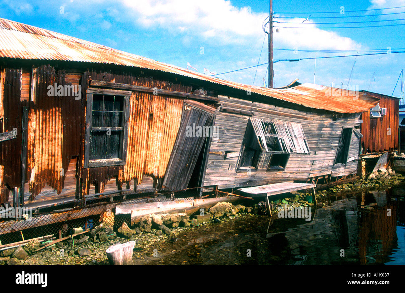 Disused collapsing waterside sheds Key West Florida USA Stock Photo - Alamy