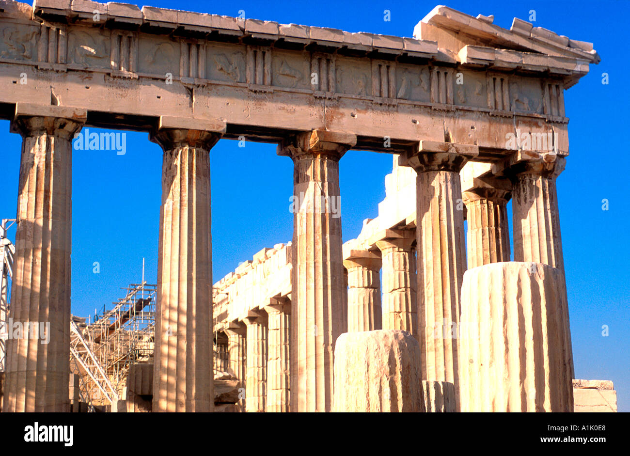 The Parthenon temple, dedicated to the virgin Athena, stands on the ...