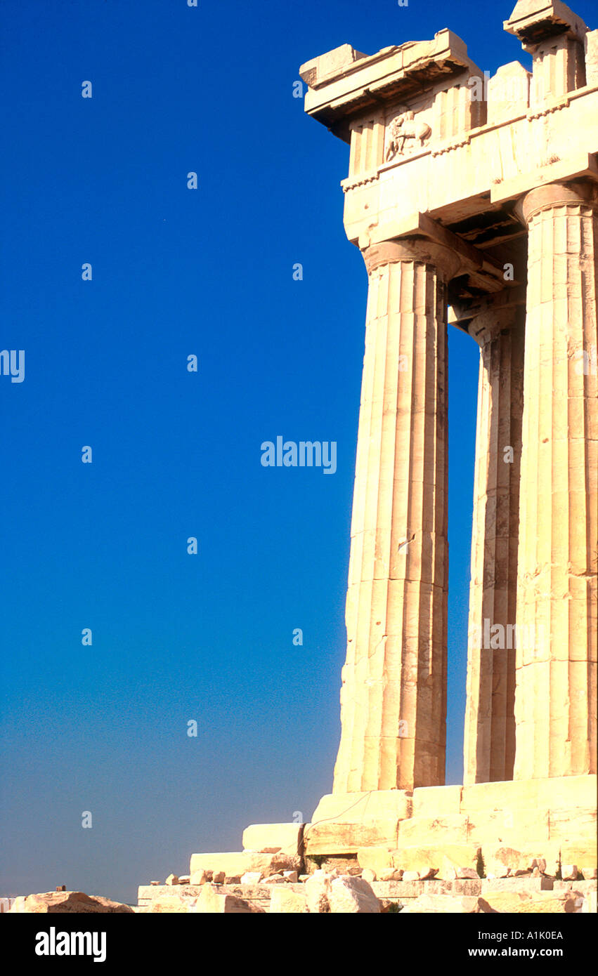 The Parthenon temple, dedicated to the virgin Athena, stands on the ...