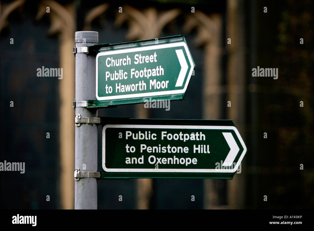 Footpath signs, Haworth Stock Photo - Alamy
